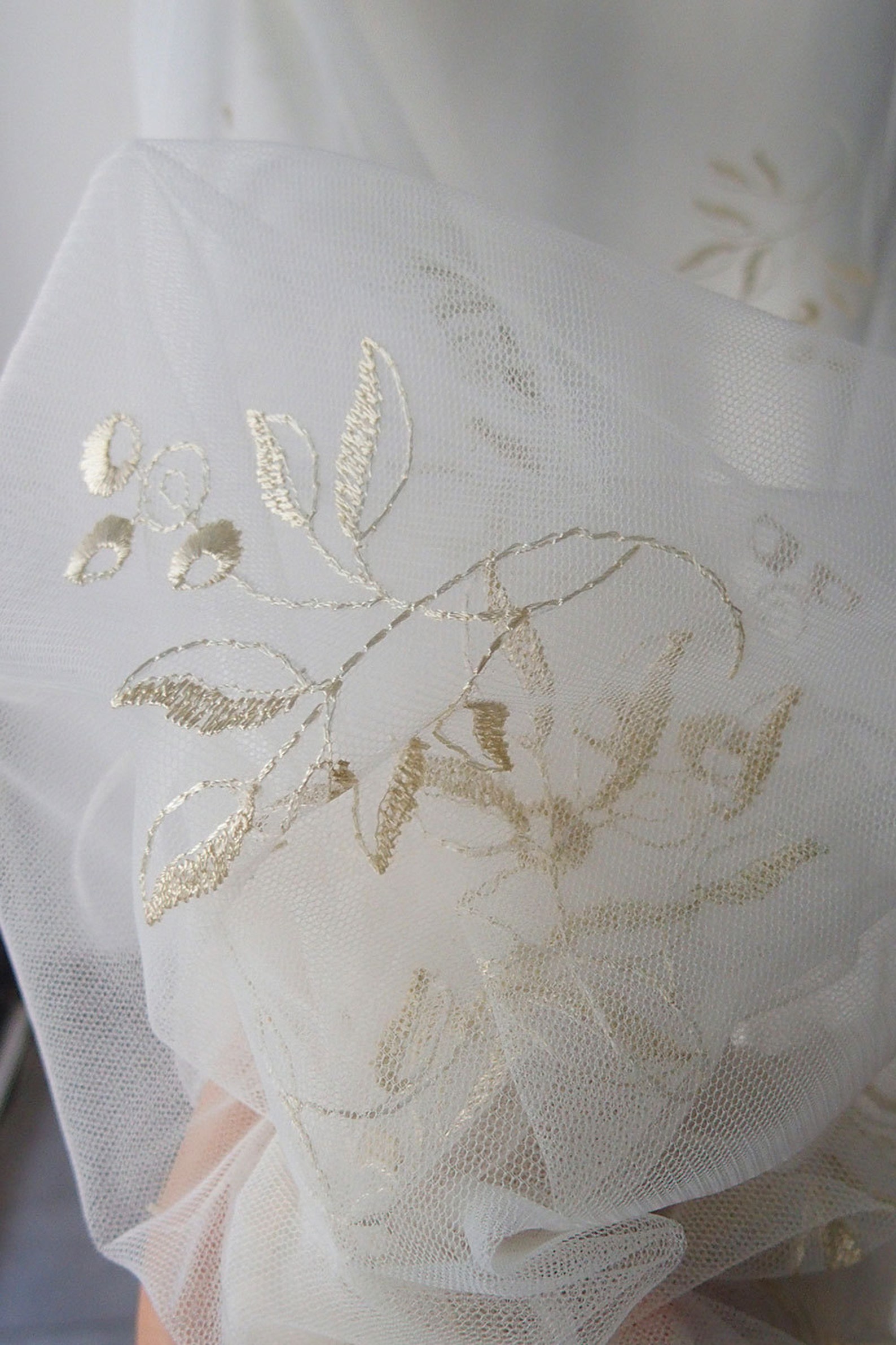 Ivory Embroidered Tulle Bridal Veiling Scallop Edge Marco - Etsy