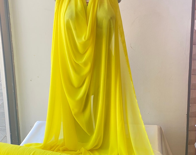 Yellow Chiffon Fabric by the Yard, Yellow Bridal Fabric Sheer Chiffon ...