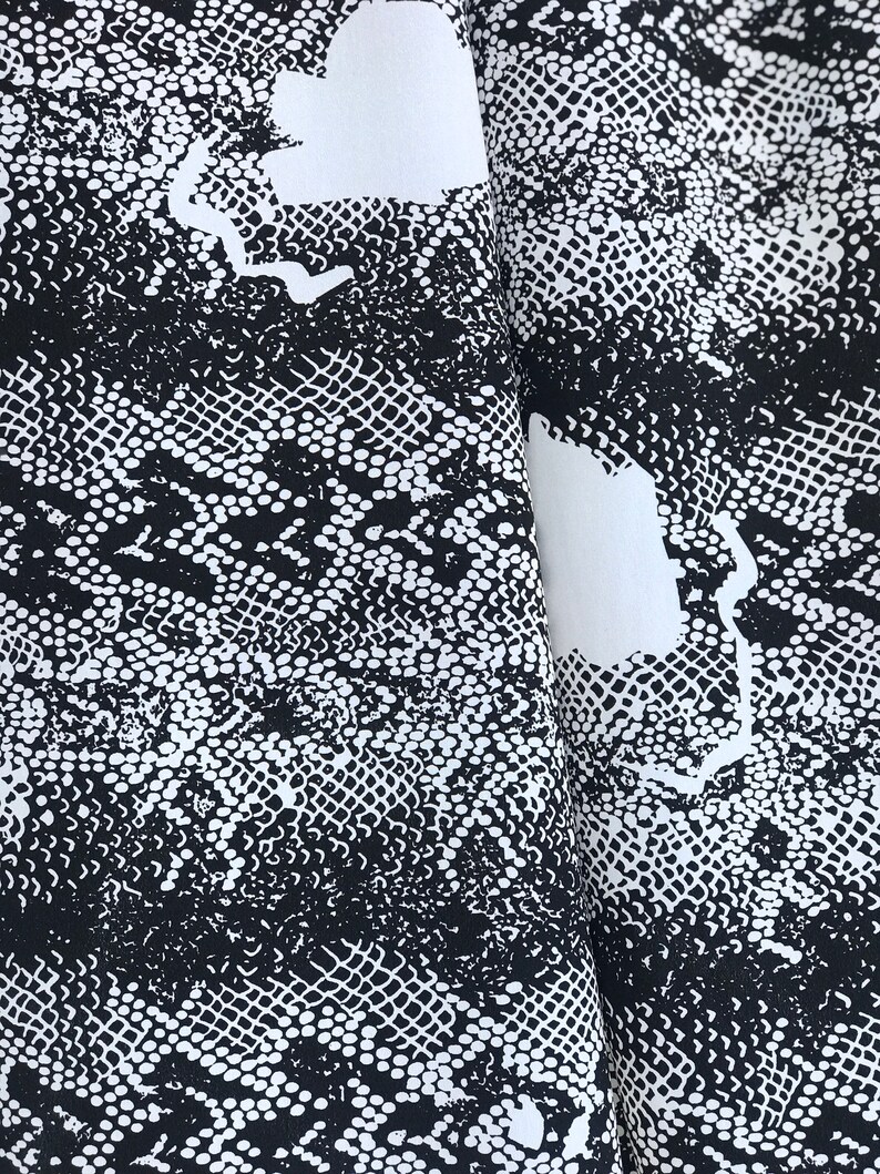 Black on White Mixed Silk Print Fabric Python Design Snake - Etsy