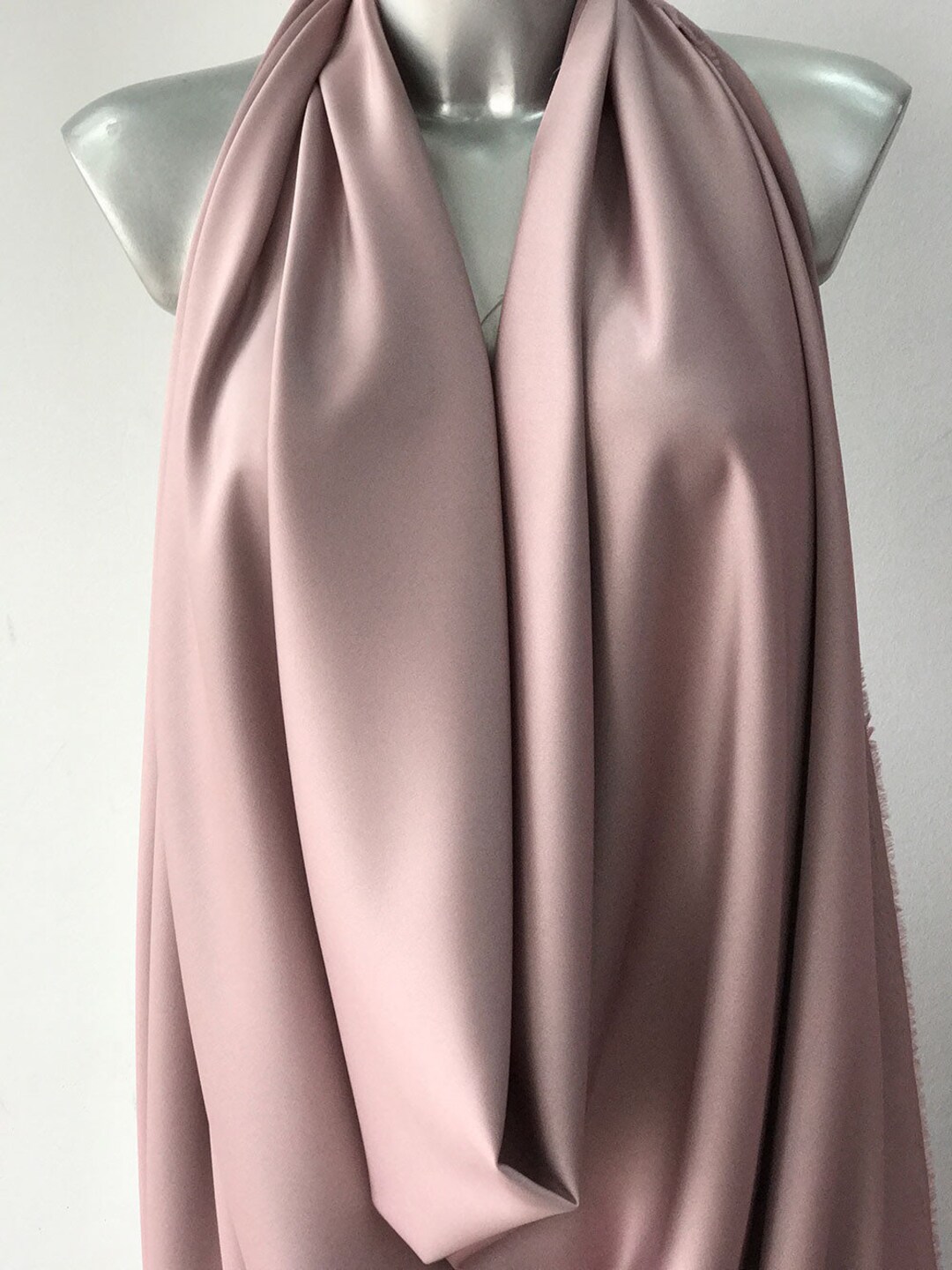 Pink Crepe Satin Fabric Dusky Pink Powder Pink Crepe Back Satin 2 Way ...