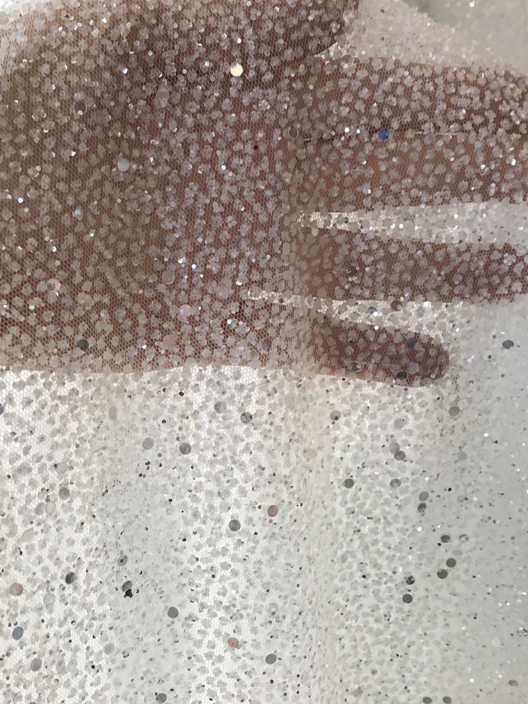 Glitter Tulle, White Tulle Translucent Glitter, Full Glitter, Bridal ...