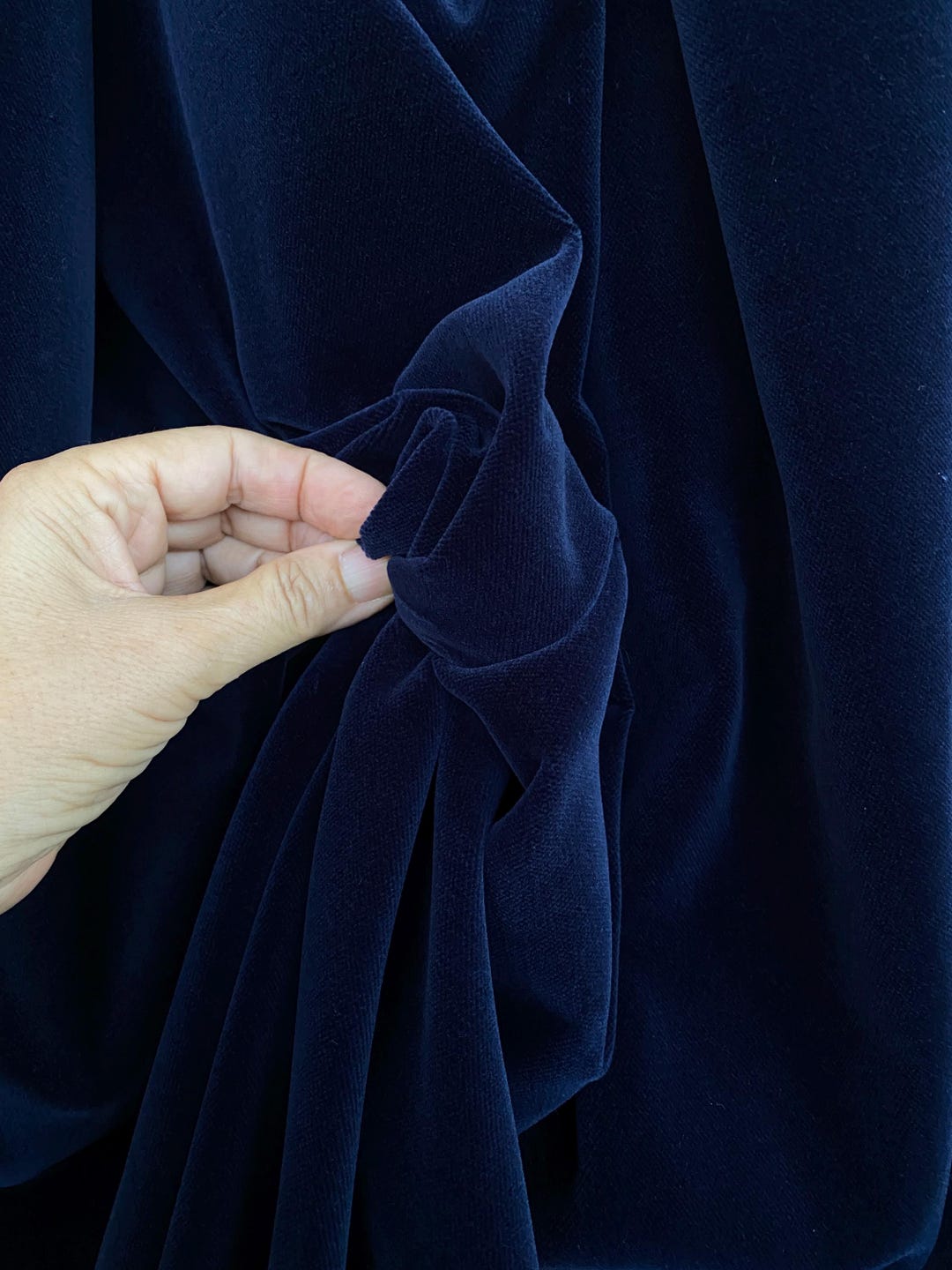Midnight Blue Dark Blue Cotton Velvet Fabric, Premium Quality by ...