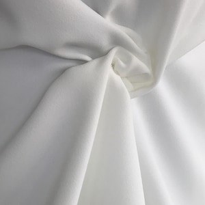 Pure White, off White Stretch Crepe Fabric, 2 Way Stretch Pebble Crepe ...