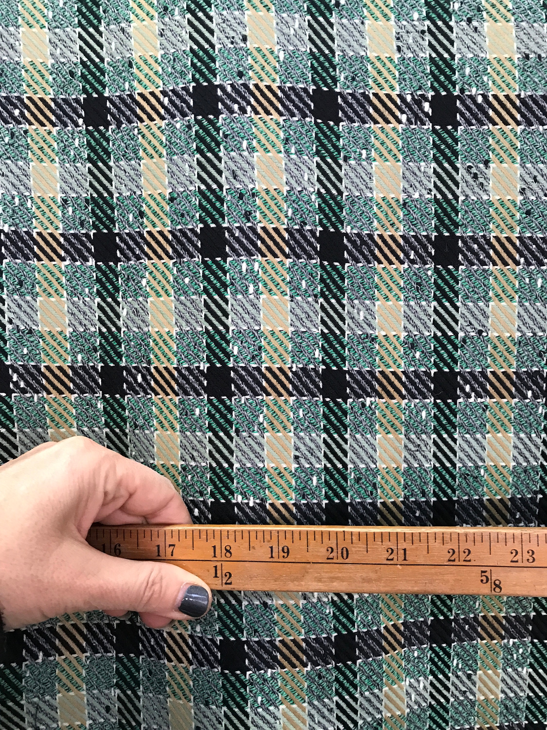 Green Check Wool Fabric Multi Colour Large Check Pattern Suiting Skirt ...
