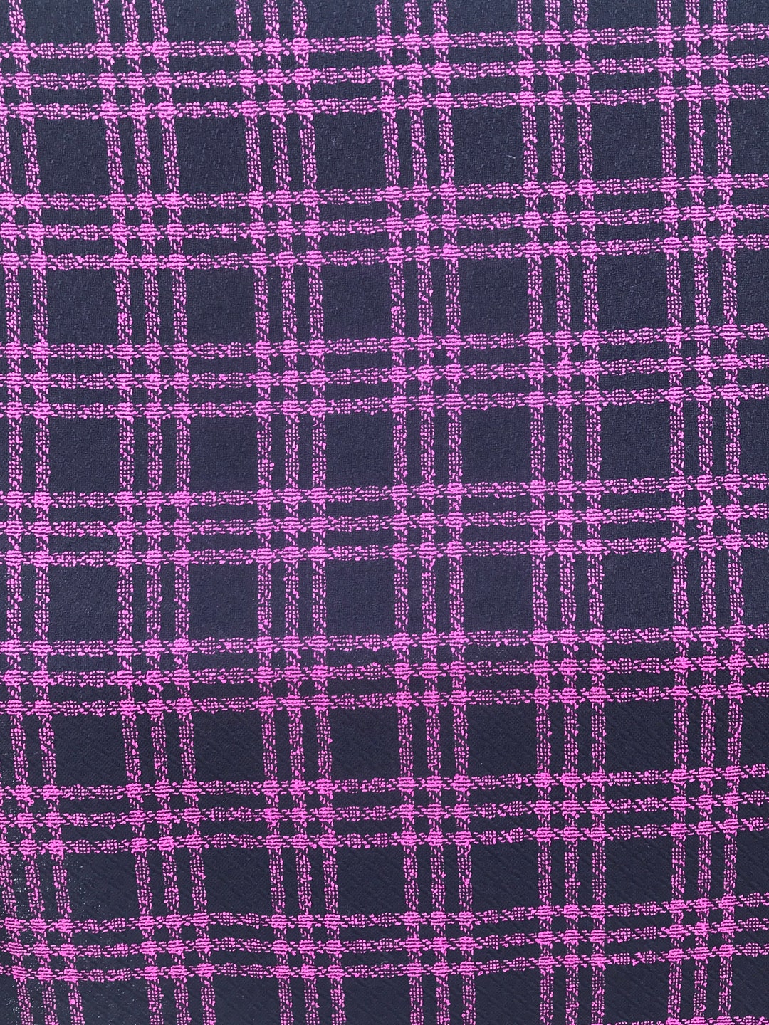 Large Check Wool Fabric, Tartan, Prince of Wales, Pink on Blue ...