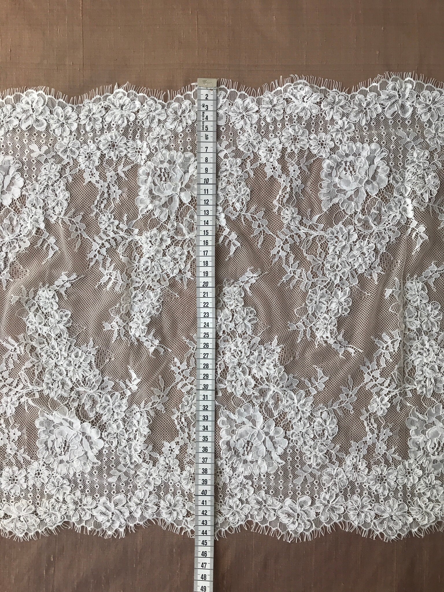 Off White Ivory Bridal Lace Corded Border Lace Scallop Edge Both Sides ...