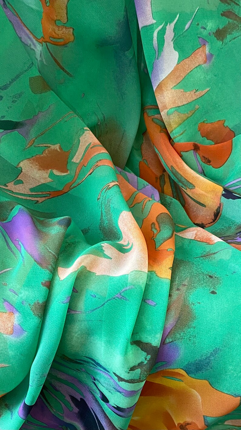 Chiffon Print Fabric Abstract Print Summer Dress Fabric - Etsy