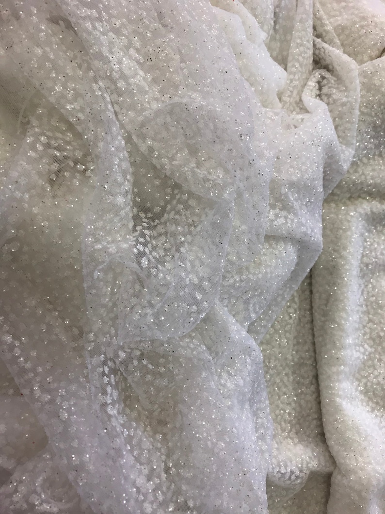 Glitter Tulle, White Tulle Translucent Glitter, Glitter Clusters ...