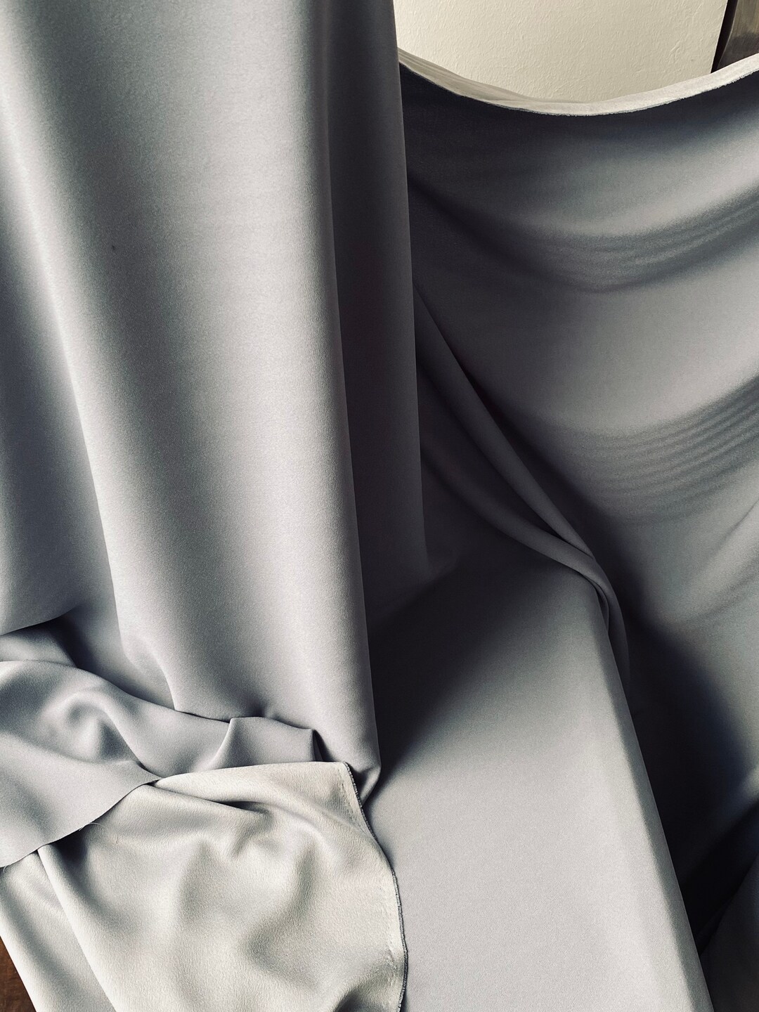 Grey Stretch Crepe Fabric, 2 Way Stretch Pebble Crepe Textured ...