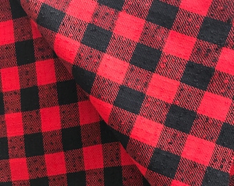 Red Check Fabric - Etsy