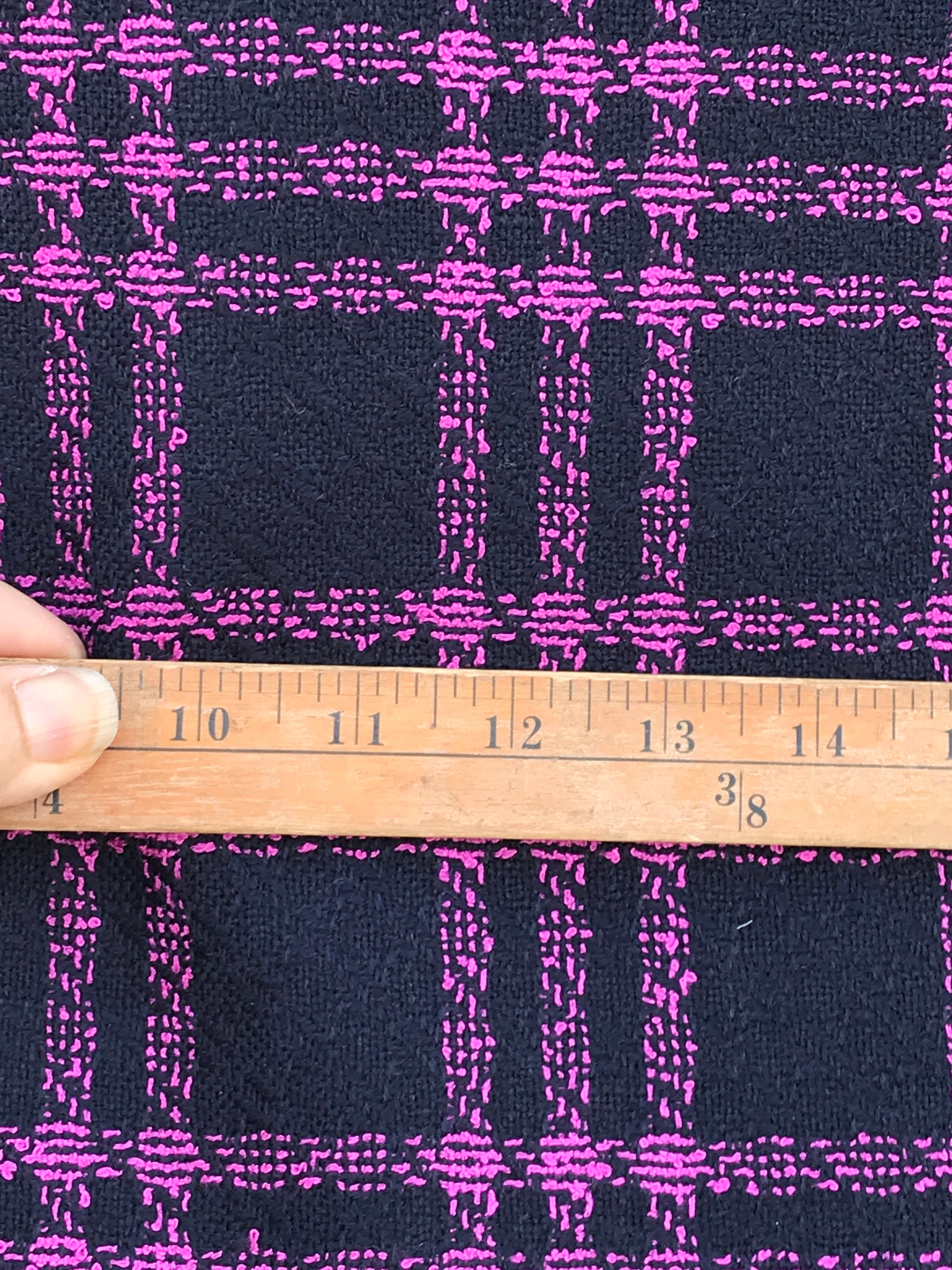 Large Check Wool Fabric, Tartan, Prince of Wales, Pink on Blue ...