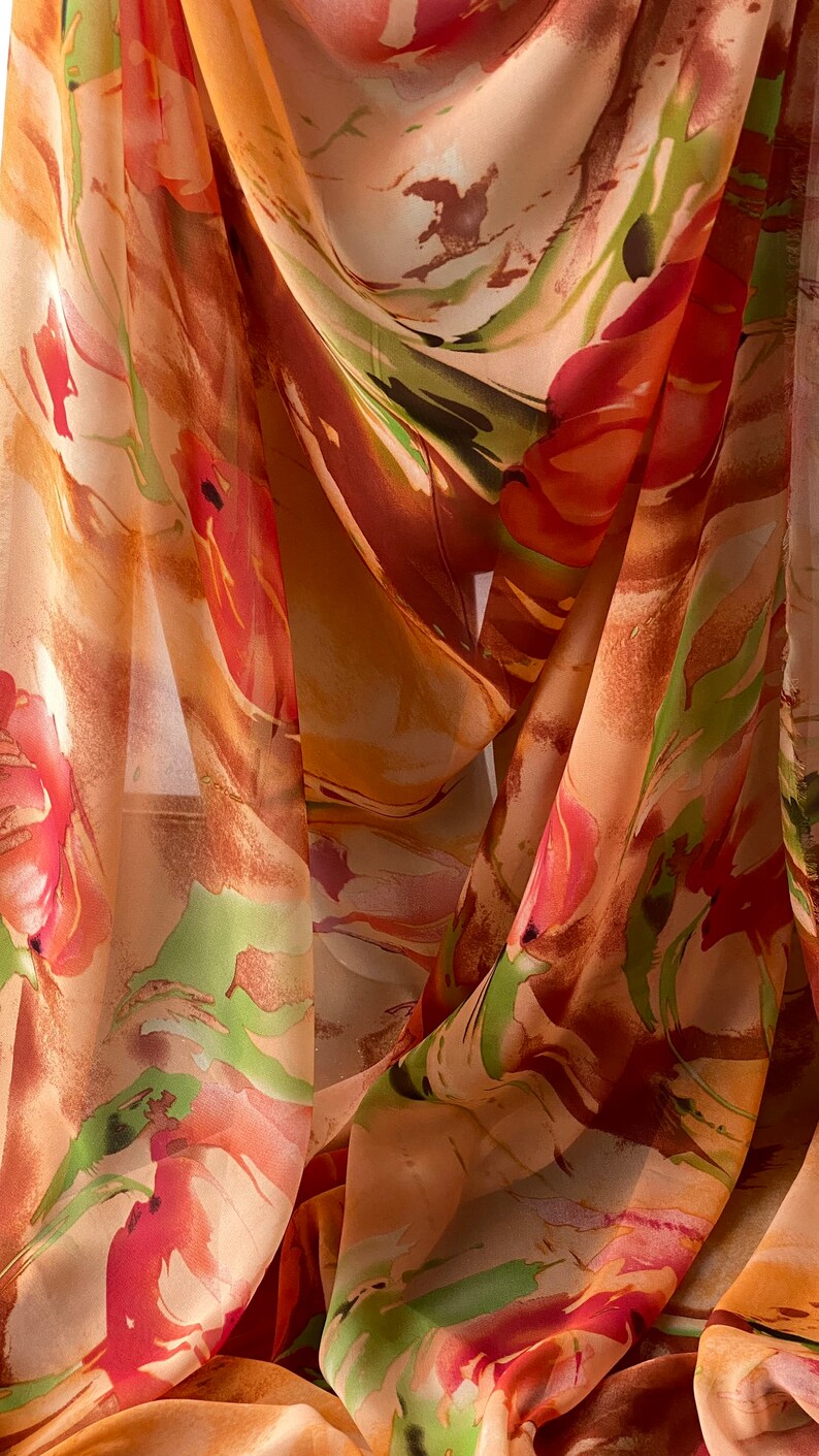 Chiffon Print Fabric Abstract Print Summer Dress Fabric - Etsy