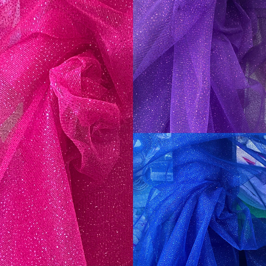 Glitter Tulle Fabric 3M Length , Pink Glitter Tulle Cobalt Blue Glitter ...