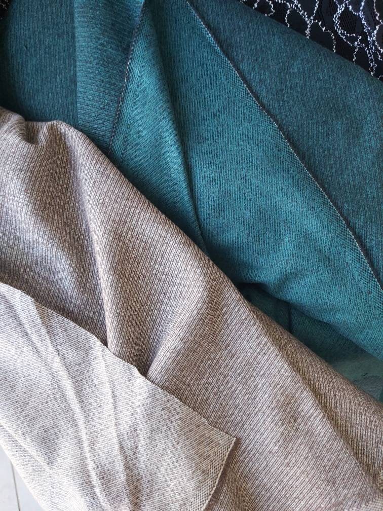 Teal blue on black wool mix fabric diagonal stripe pattern | Etsy