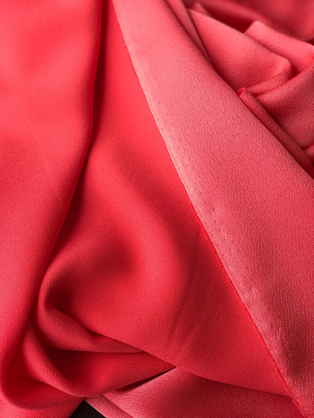 Coral Red Stretch Crepe Fabric, 2 Way Stretch Pebble Crepe Textured ...
