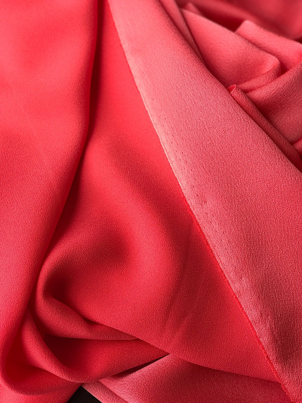 Coral Red Stretch Crepe Fabric 2 Way Stretch Pebble Crepe | Etsy