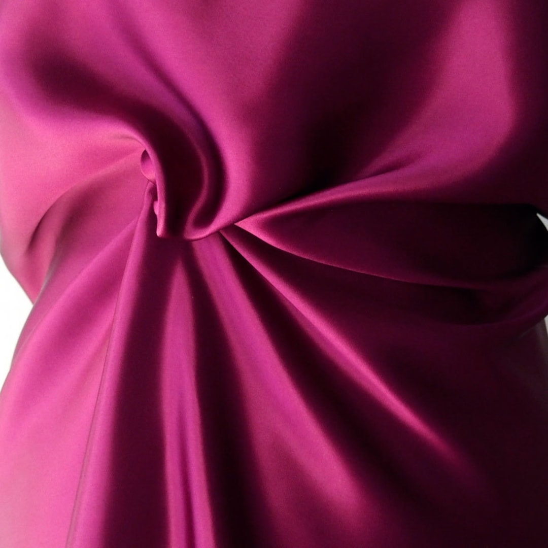 Pink Purple Plum Color Satin Fabric Pure Silk Satin Meter Medium Weight ...