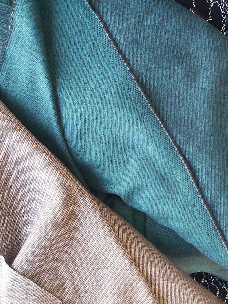 Teal blue on black wool mix fabric diagonal stripe pattern | Etsy