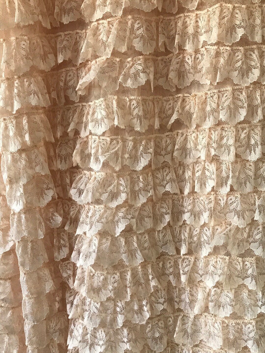 Blush Peach Raffle Lace Fabric, Frilly Lace Fabric, Nude Peach, Bridal ...