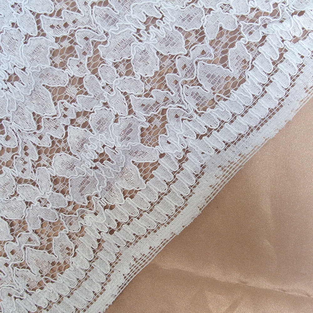 White Lace Fabric Bridal Lace Fabric Corded Lace Scallop - Etsy