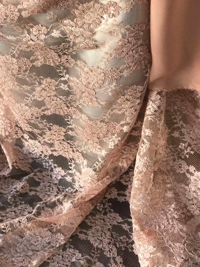 Nude Flesh Color Lace Fabric Corded Lace Alencon Scallop - Etsy