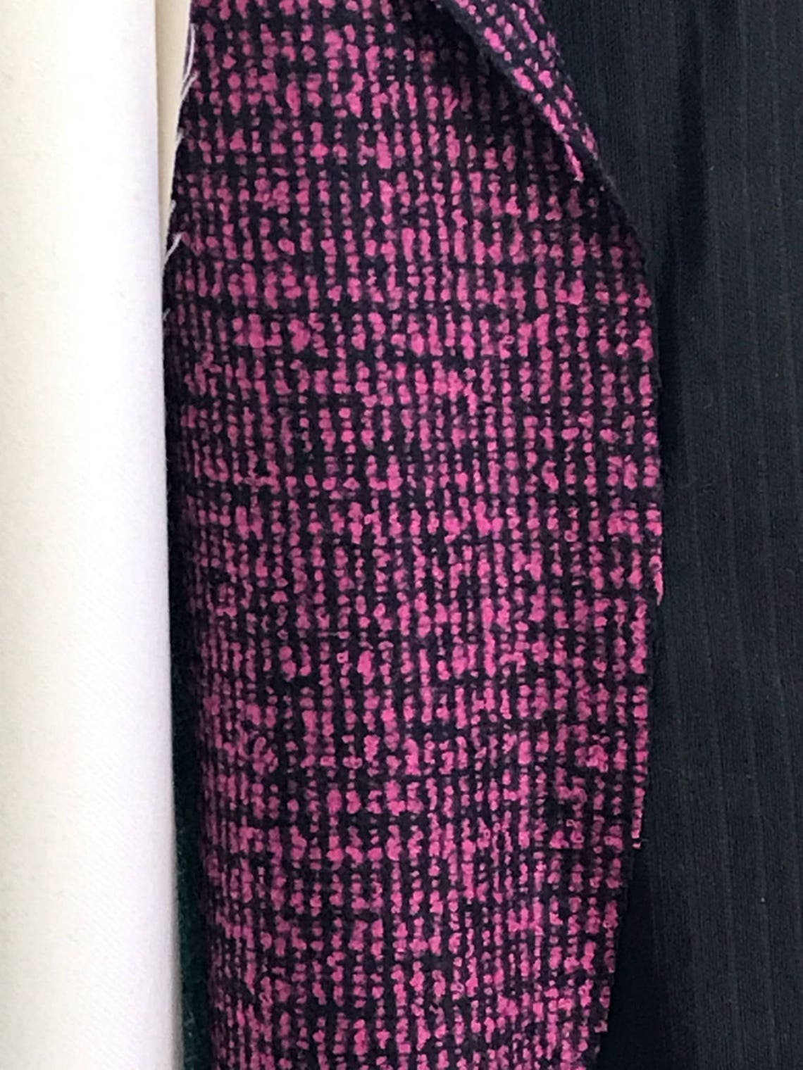 Pink on Black Boucle Tweed Fancy Wool Winter Fabric Fuchsia - Etsy