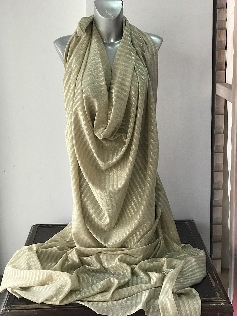 Gold metallic thread striped knitted jersey fabric 150cm wide | Etsy
