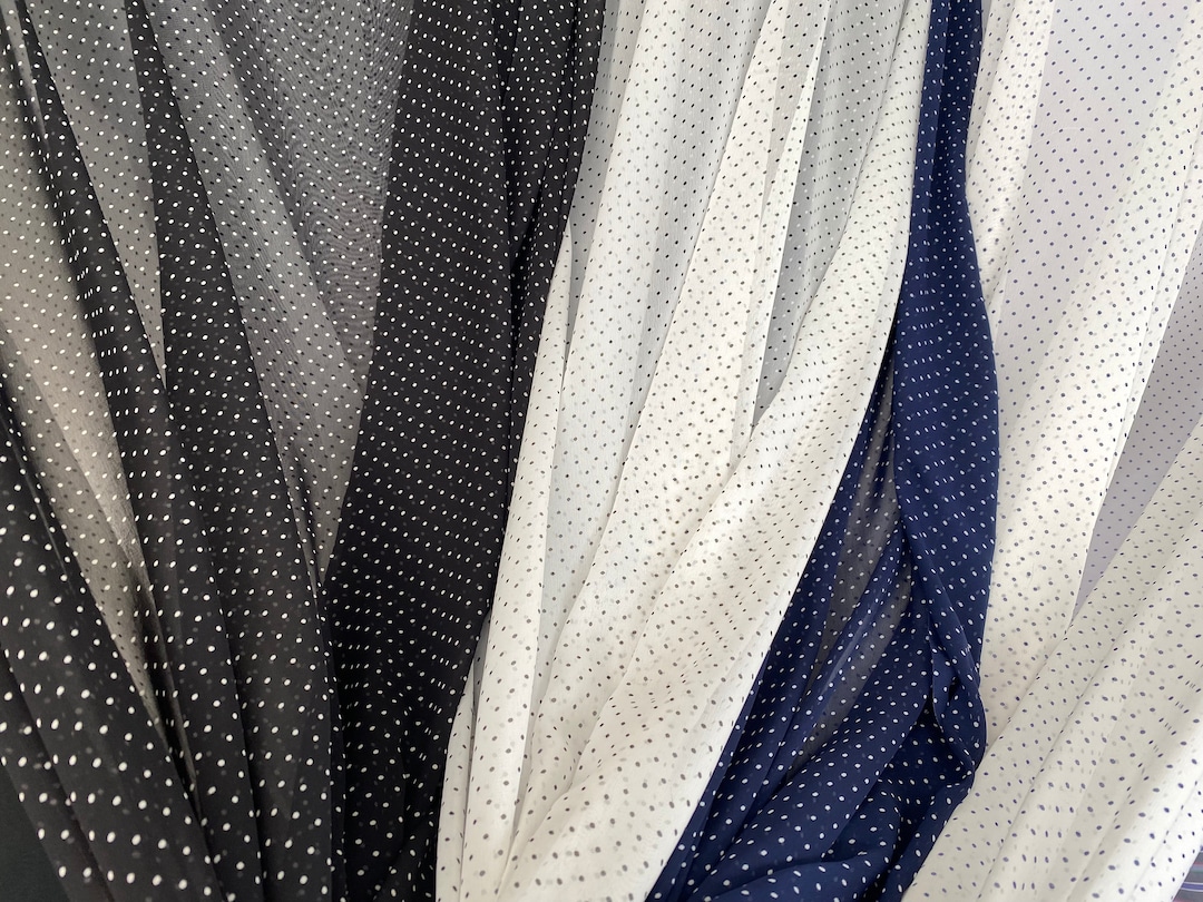 Micro Dot Chiffon Fabric, Mini Polka Dot Chiffon Fabric Blue and White ...