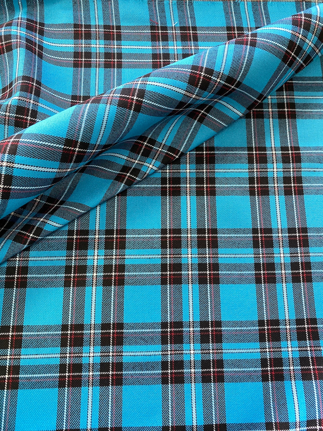 Blue Tartan Fabric, Poly Viscose Tartan, Check Design Tartan Fabric ...