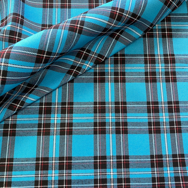 Blue Plaid Fabric - Etsy