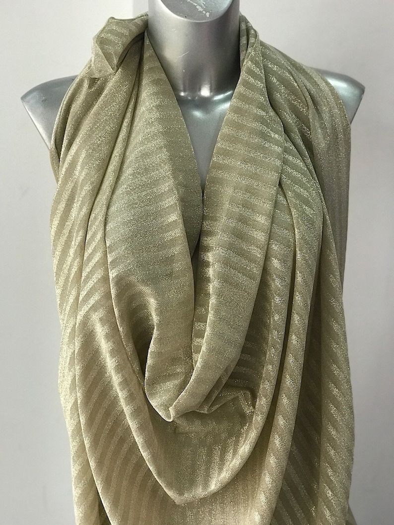 Gold metallic thread striped knitted jersey fabric 150cm wide | Etsy