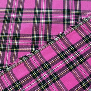 Pink Tartan Fabric, Poly Viscose Tartan, Check Design Tartan Fabric ...