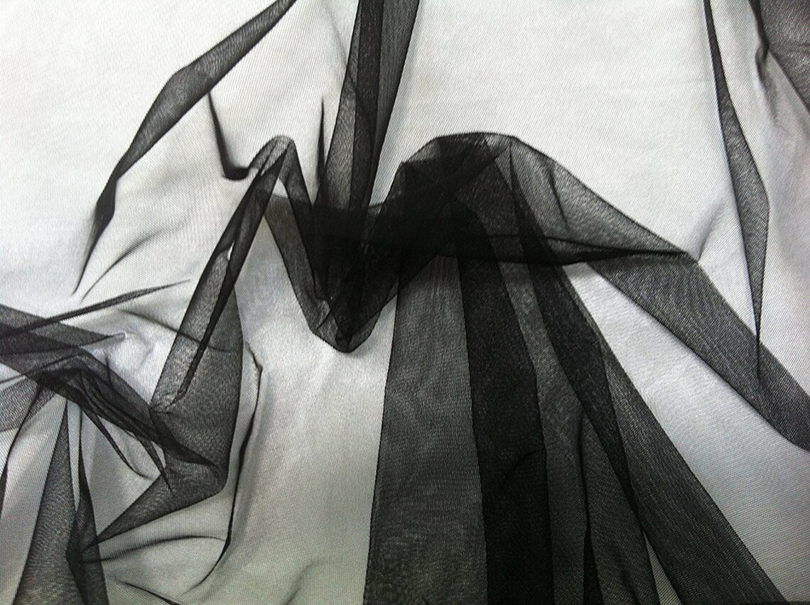 Black Stretch Net Illusion Fabric Tulle Mesh Netting, Black 4 Way ...