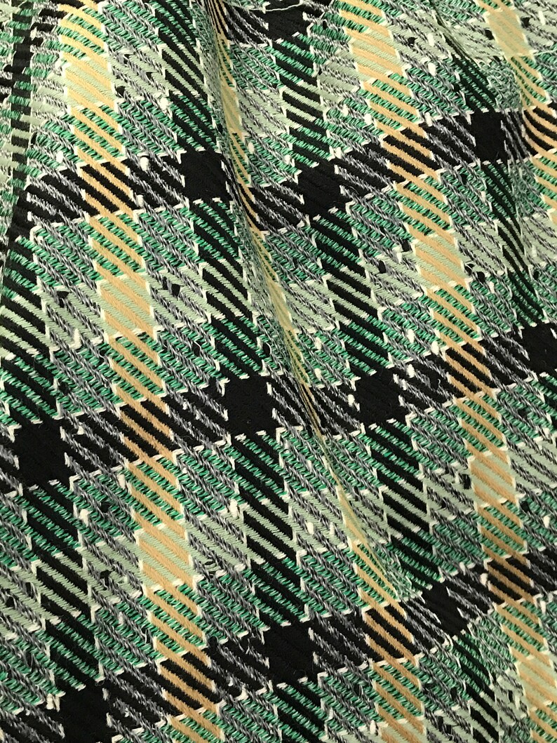 Green Check Wool Fabric Multi Colour Large Check Pattern Suiting Skirt ...