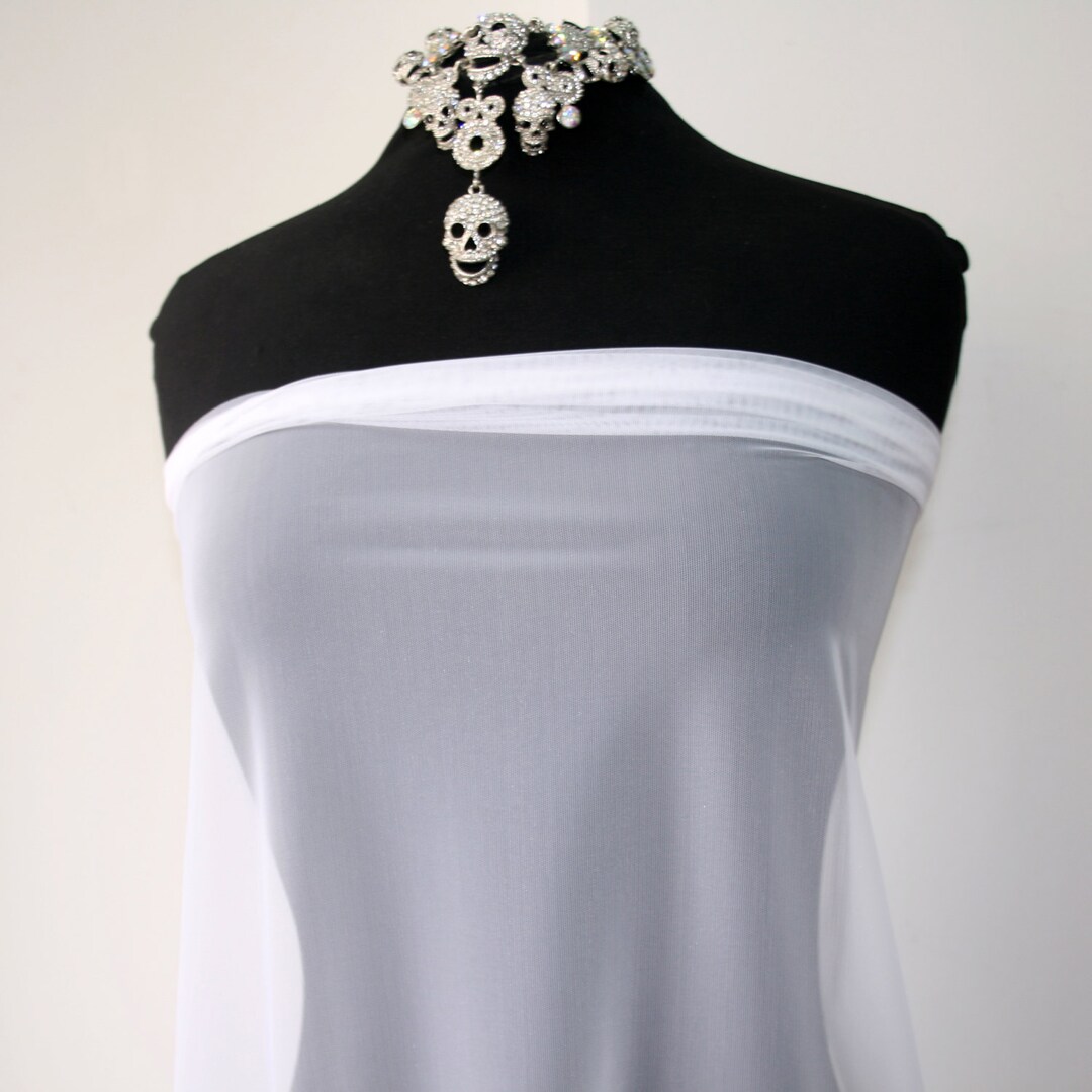 Pure White Stretch Tulle Stretch Fabric 4 Way Stretch Bridal Wedding ...