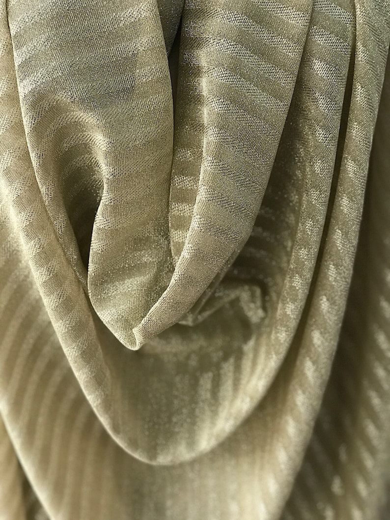 Gold metallic thread striped knitted jersey fabric 150cm wide | Etsy