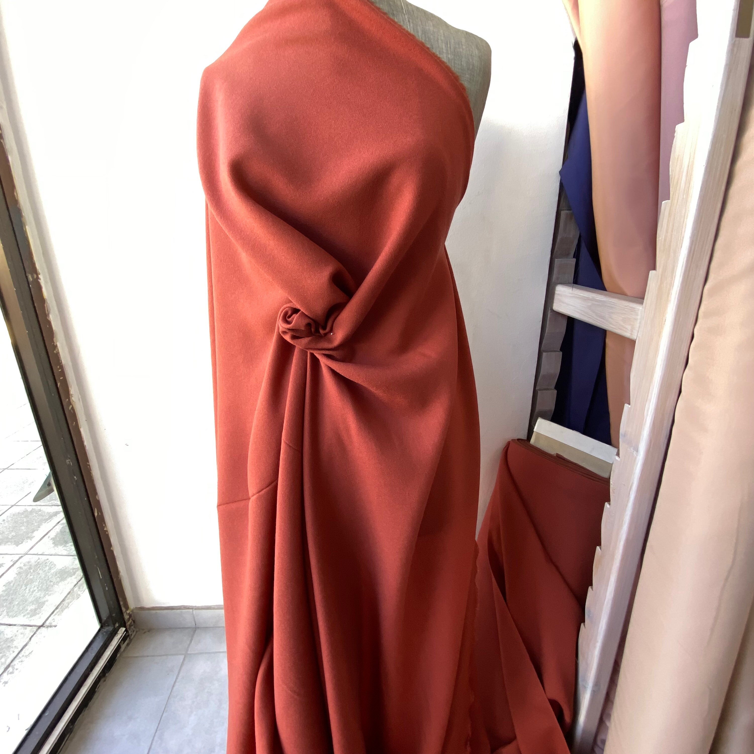 Brick Brown Wool Crepe Fabric - Etsy