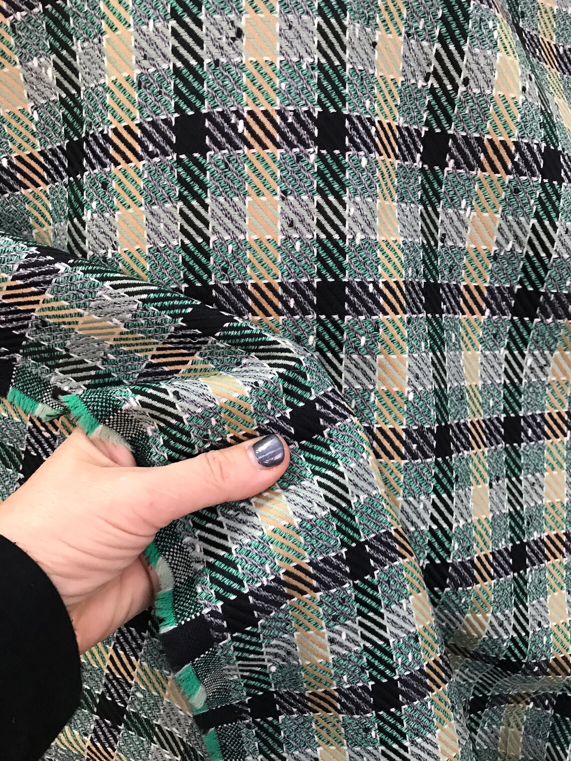 Green Check Wool Fabric Multi Colour Large Check Pattern Suiting Skirt ...