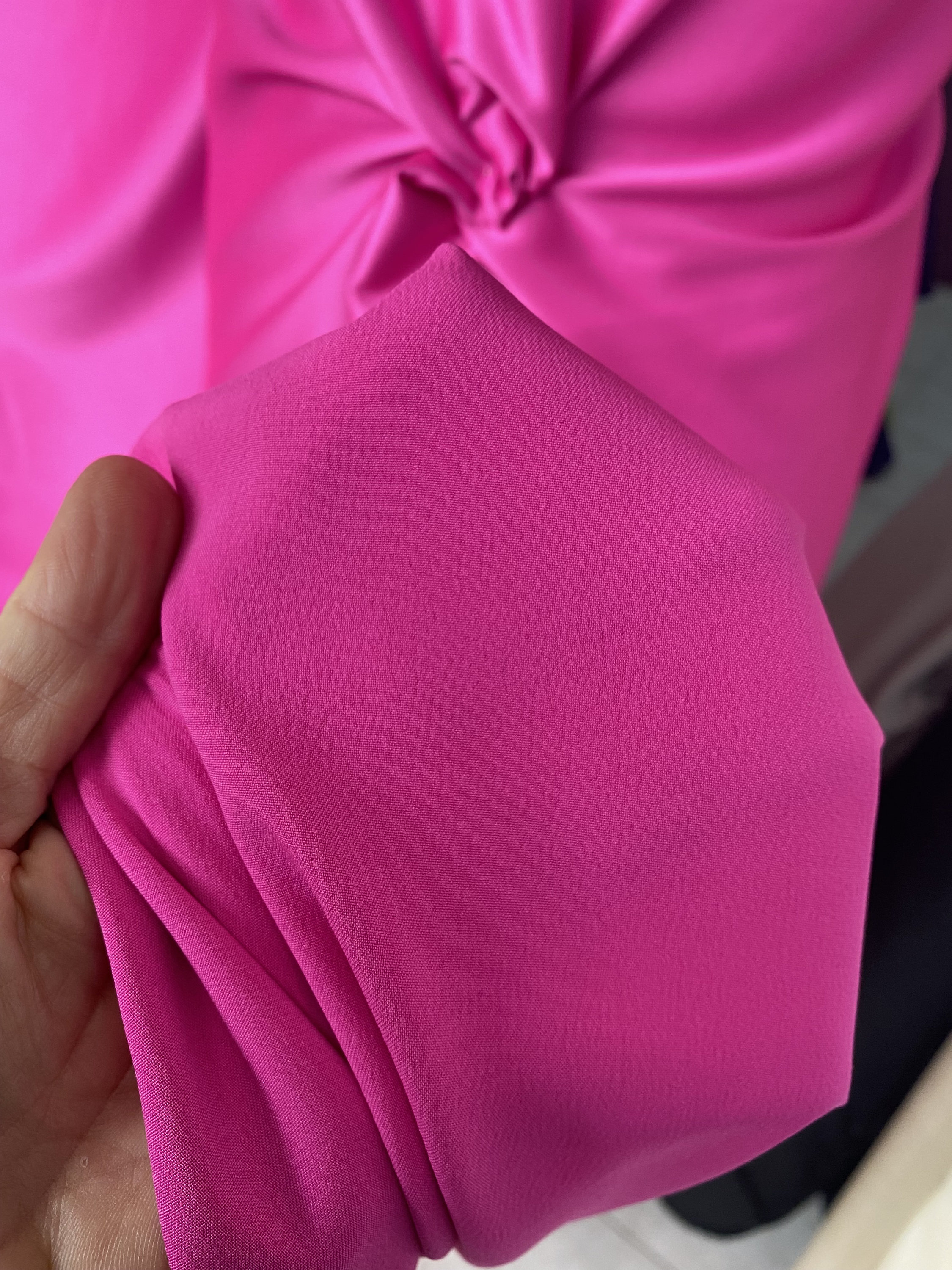 Hot Pink Crepe Satin Fabric 2 Ways Stretch Polyester Spandex - Etsy