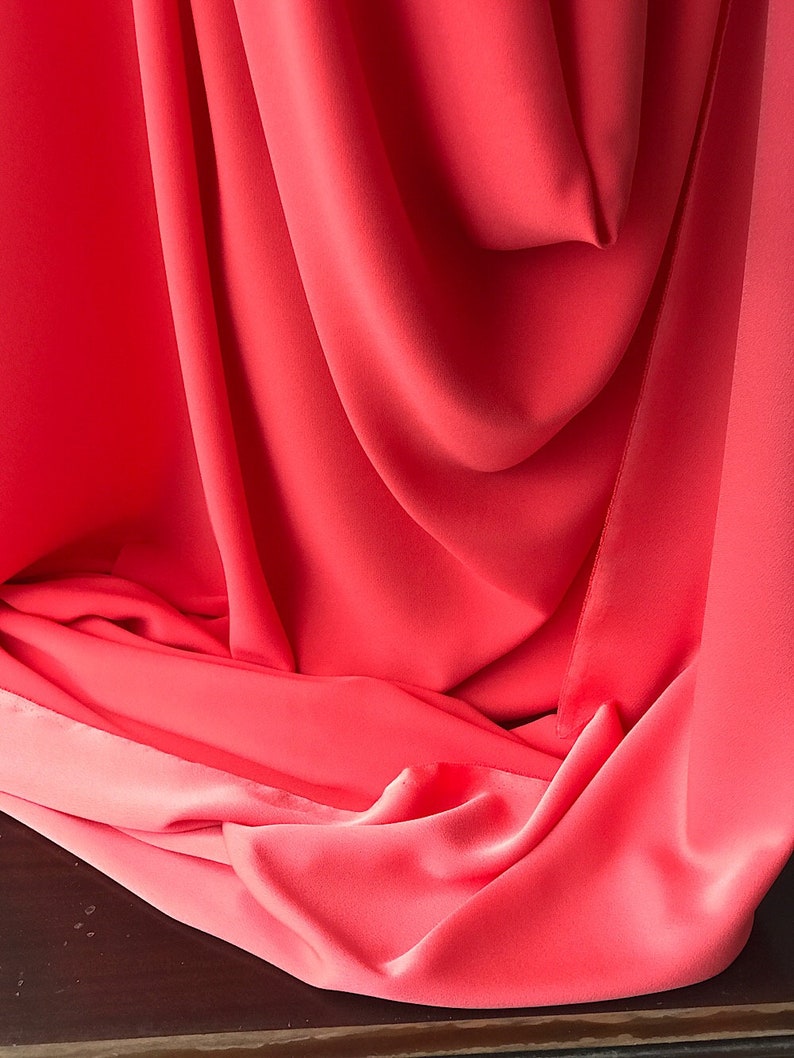 Coral Red Stretch Crepe Fabric 2 Way Stretch Pebble Crepe - Etsy