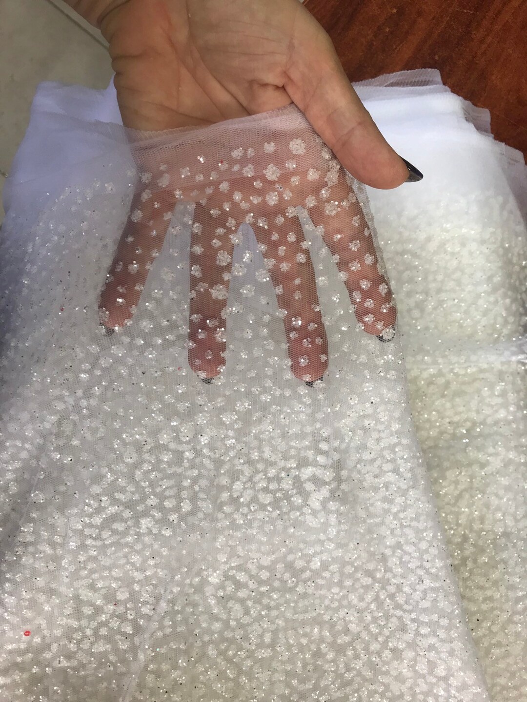 Glitter Tulle, White Tulle Translucent Glitter, Glitter Clusters ...