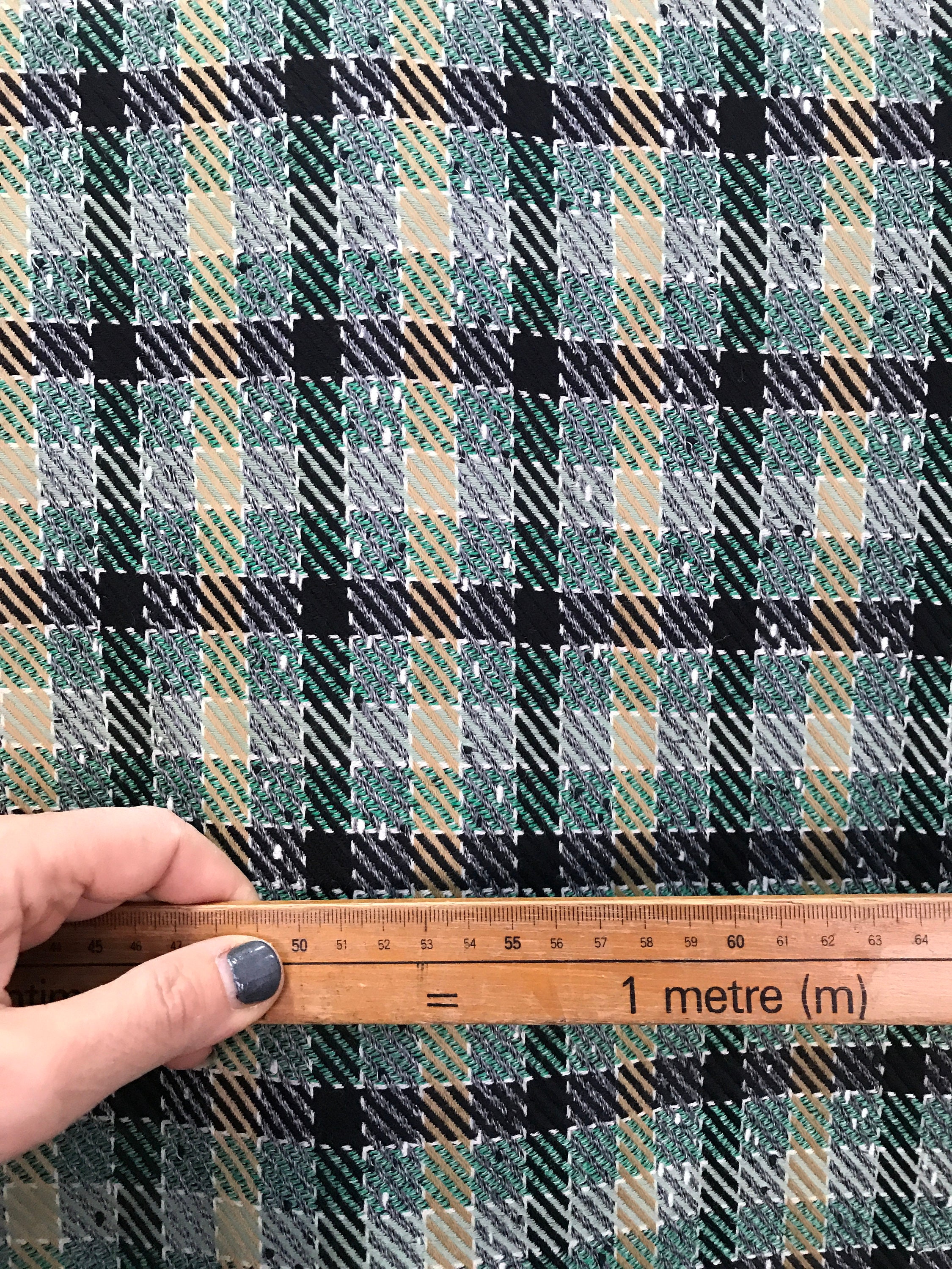 Green Check Wool Fabric Multi Colour Large Check Pattern Suiting Skirt ...