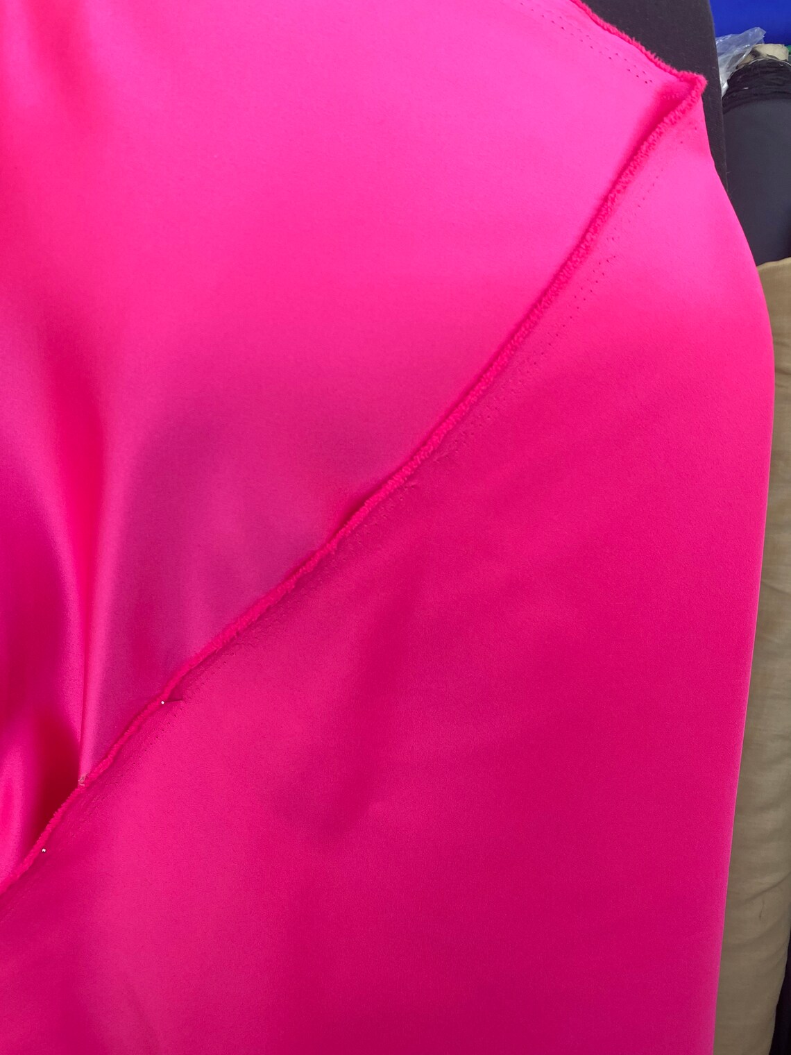 Hot Pink Fuchsia Pink Duchess Satin Heavy Satin 205 G per Sqm Bridal ...