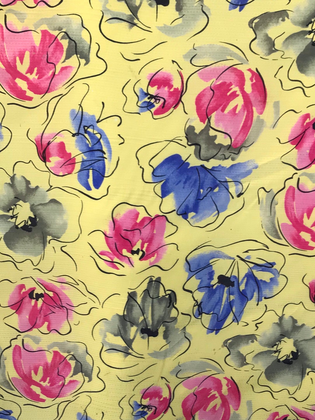 Mixed Silk Crepe De Chin Fabric for Summer Dress, Large Floral Print ...