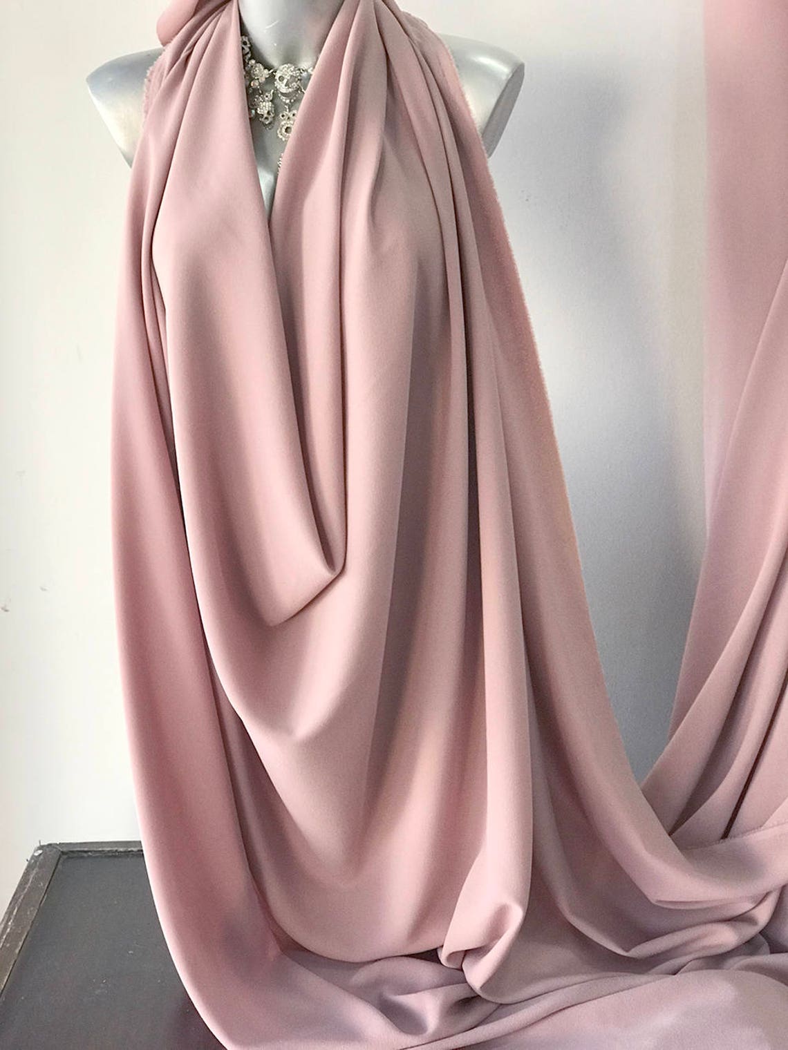 Powder Pink Stretch Crepe Fabric 2 Way Stretch Pebble Crepe | Etsy
