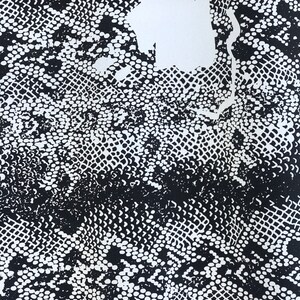 Black on White Mixed Silk Print Fabric Python Design Snake Skin Print ...