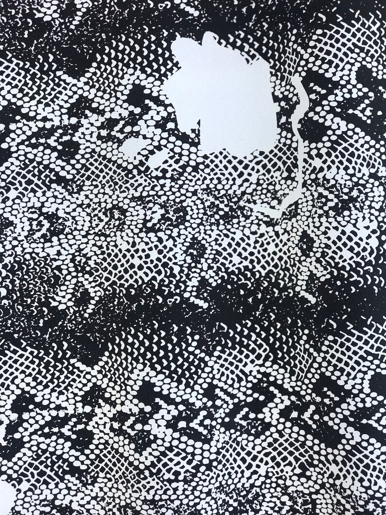 Black on White Mixed Silk Print Fabric Python Design Snake - Etsy