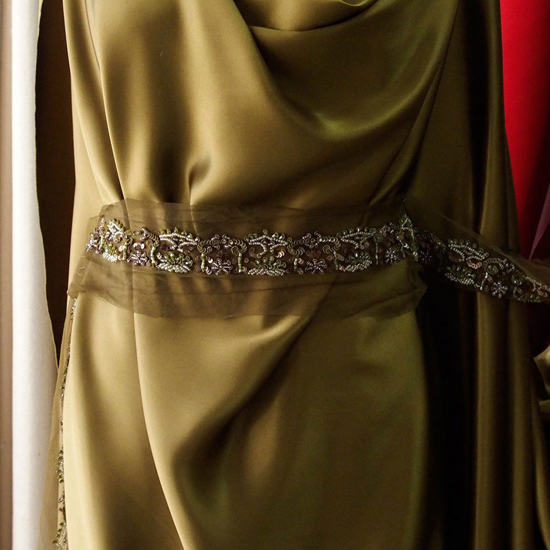 Green Beaded Border Trim, Olive Green - Etsy