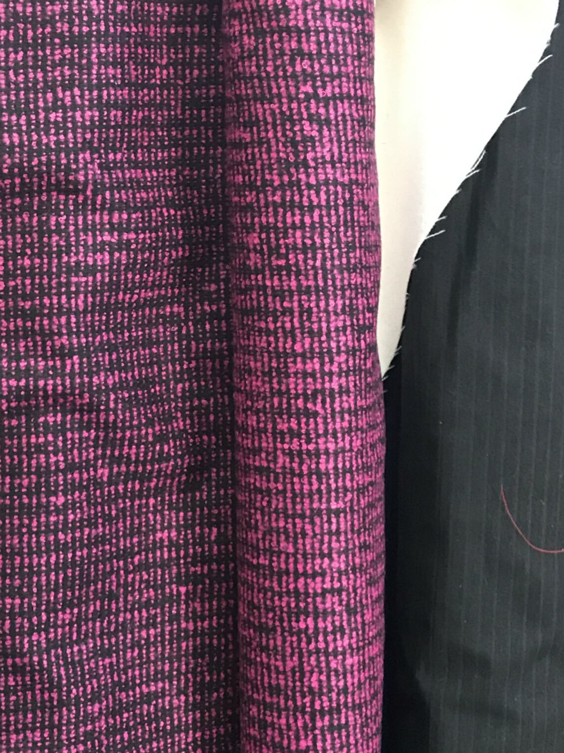 Pink on Black Boucle Tweed Fancy Wool Winter Fabric Fuchsia - Etsy