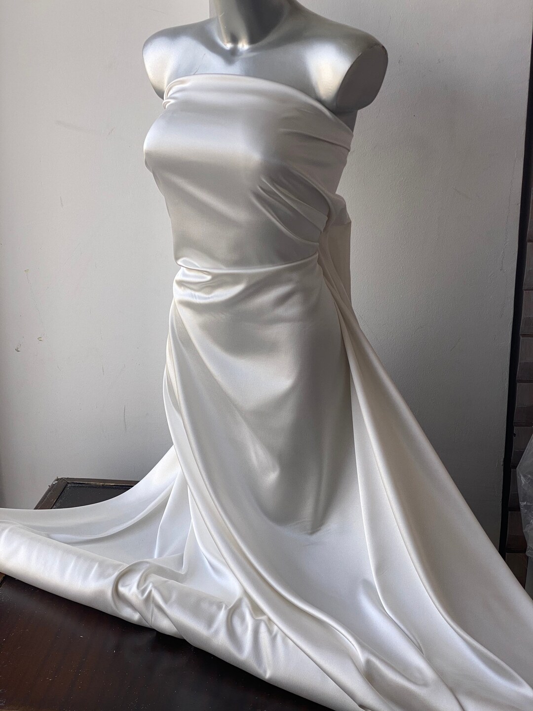 Ivory Stretch Satin Satin Fabric, Bridal Ivory Satin, Ivory Stretch ...